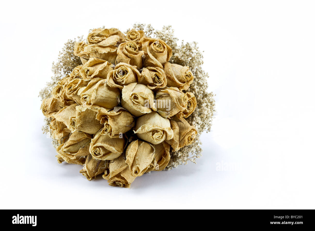 Dried roses bouquet isolated on white background Stock Photo - Alamy