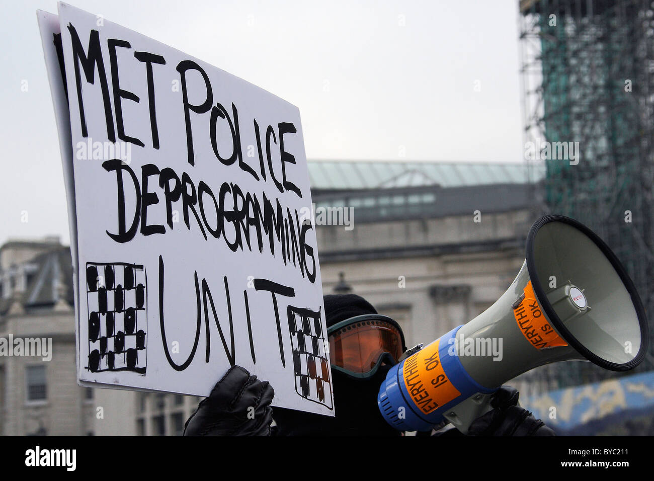 Anti police placard in Trafalgar Square Stock Photo - Alamy