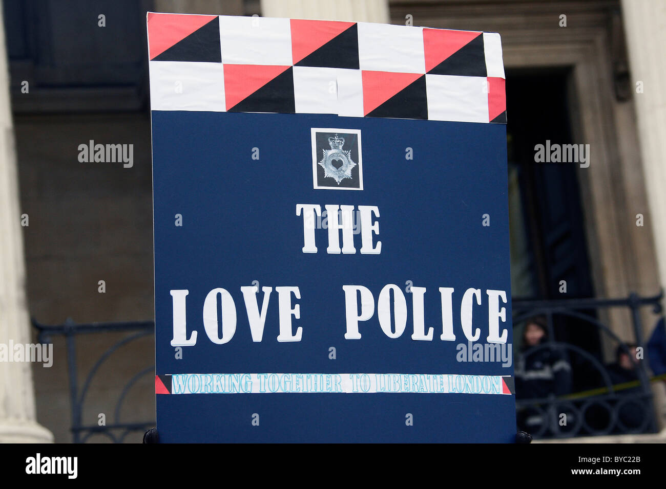 Anti police placard at student demo in London Stock Photo - Alamy