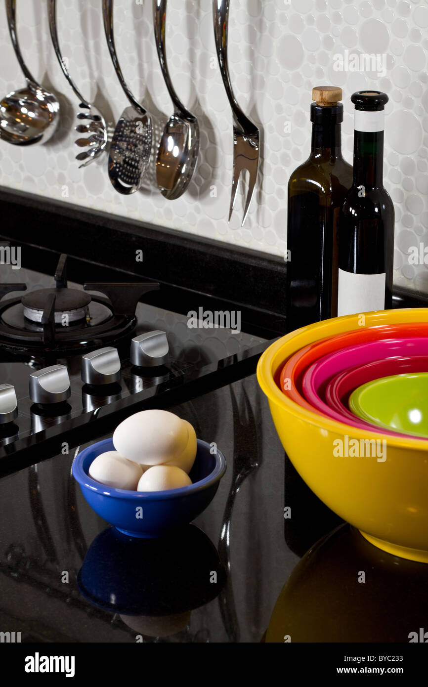 background of modern kitchen and eggs Stock Photo - Alamy
