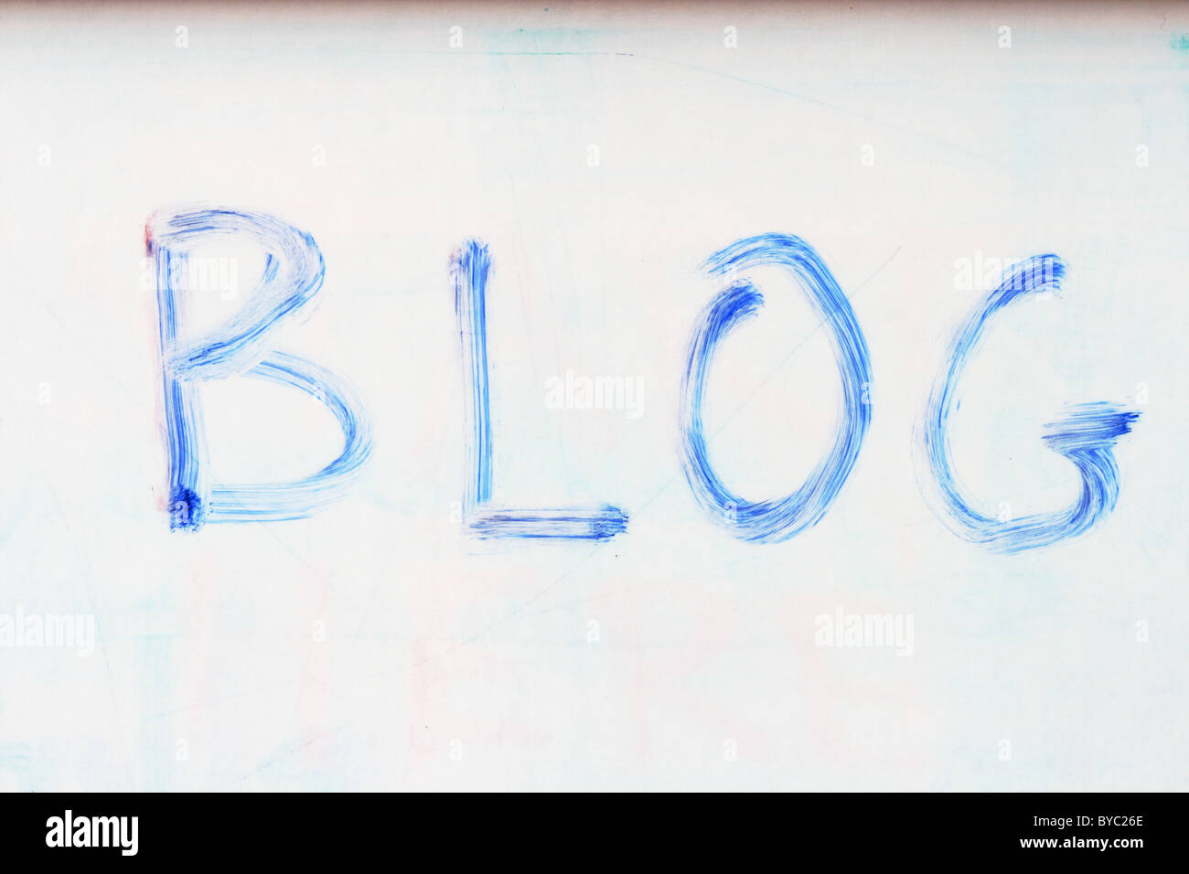 the word blog written on a whiteboard with an old blue marker Stock ...