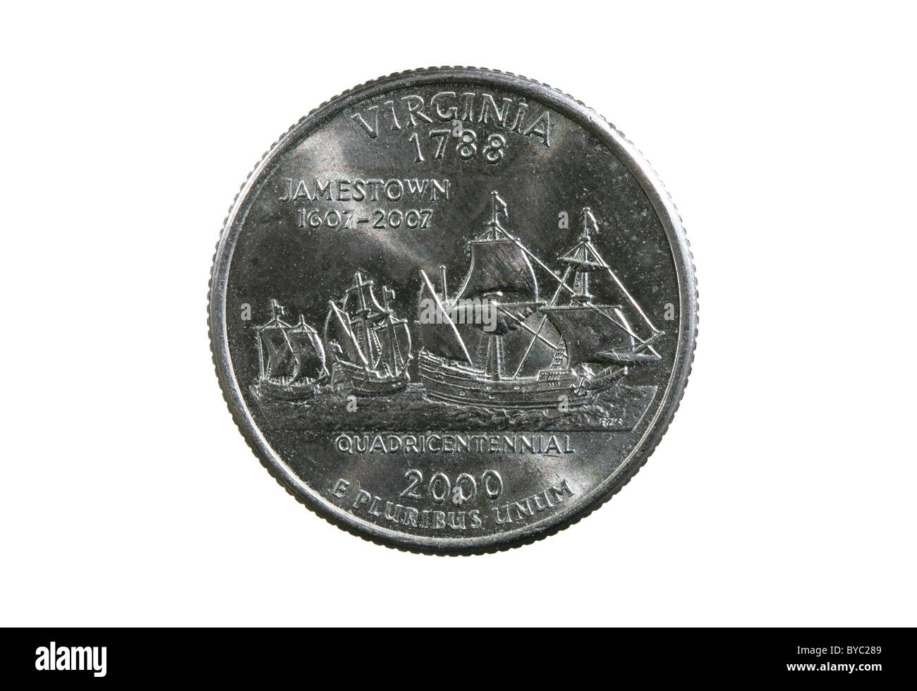 Virginia state quarter coin isolated on white background Stock Photo ...