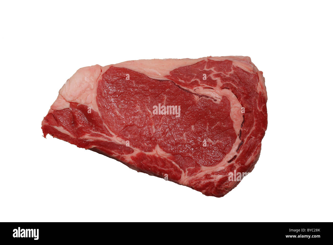 raw red black angus rib-eye steak meat isolated on white background ...