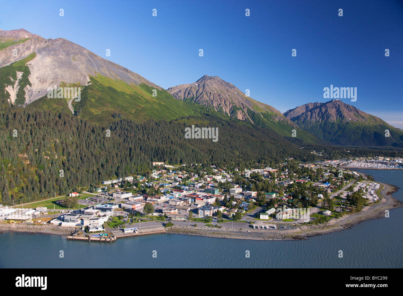 Aerial of Seward, Alaska Stock Photo - Alamy