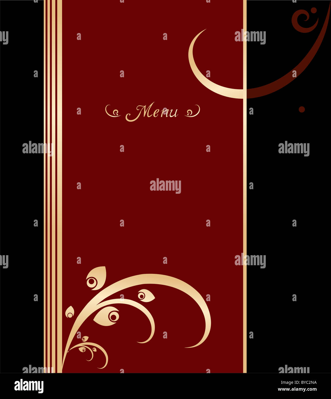 Background illustration for food industry. Red, gold and black vintage ...