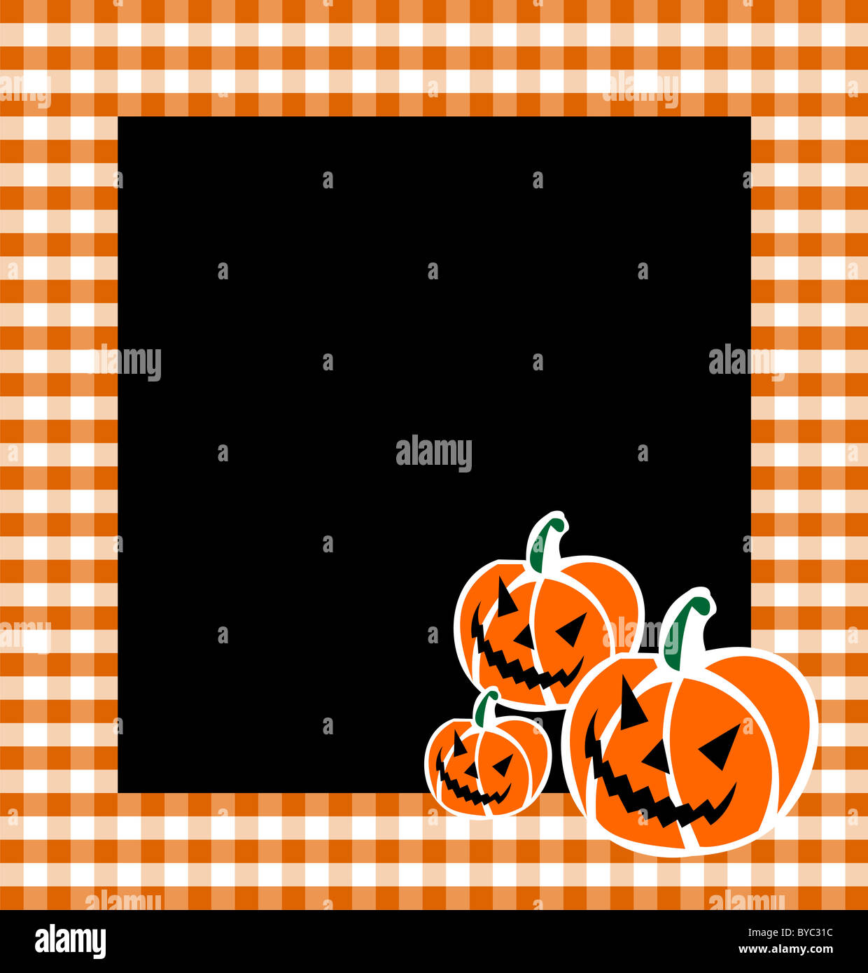 Halloween pumpkin faces in a grid framework. Black background. Vector ...