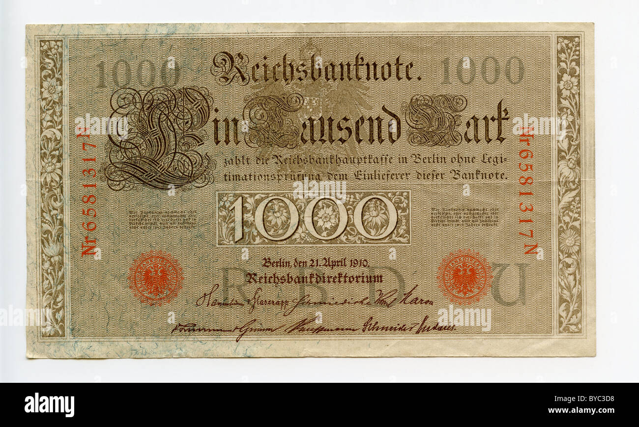 Imperial Germany 1000 Mark Reichsbanknote - 1910 Stock Photo - Alamy