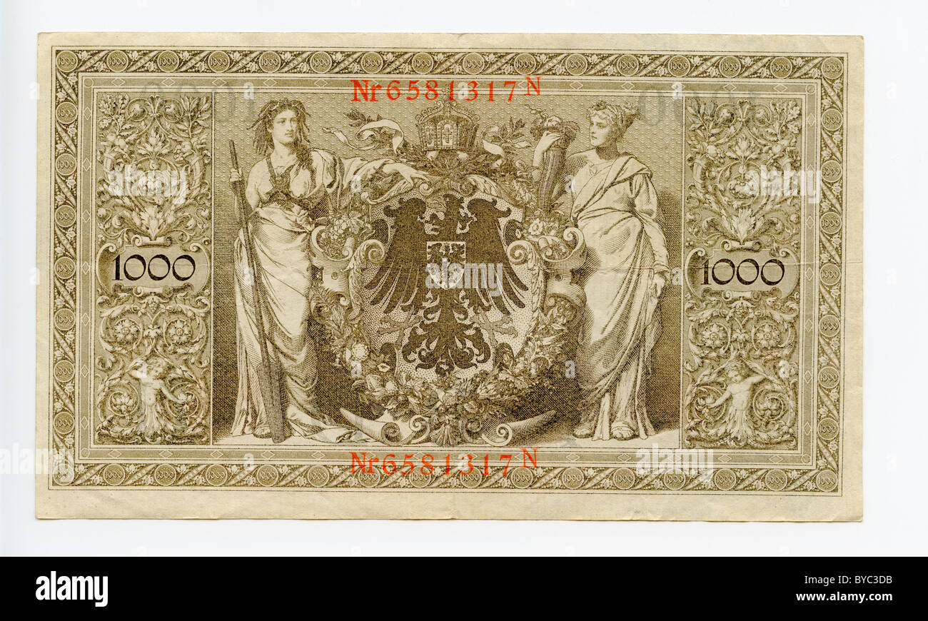 Imperial Germany 1000 Mark Reichsbanknote - 1910 Stock Photo - Alamy