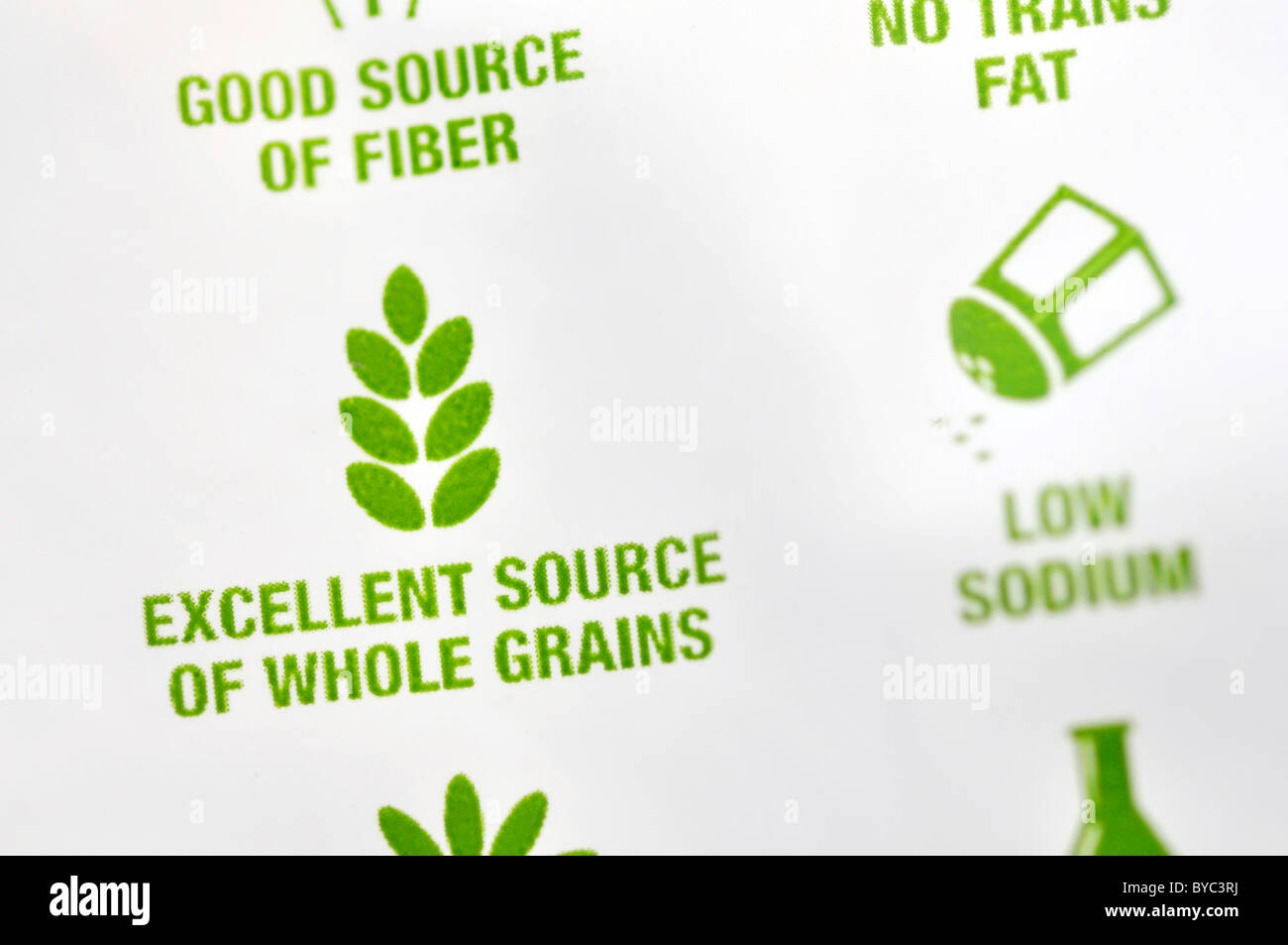 Source of whole grains signs on corn chips package Stock Photo - Alamy