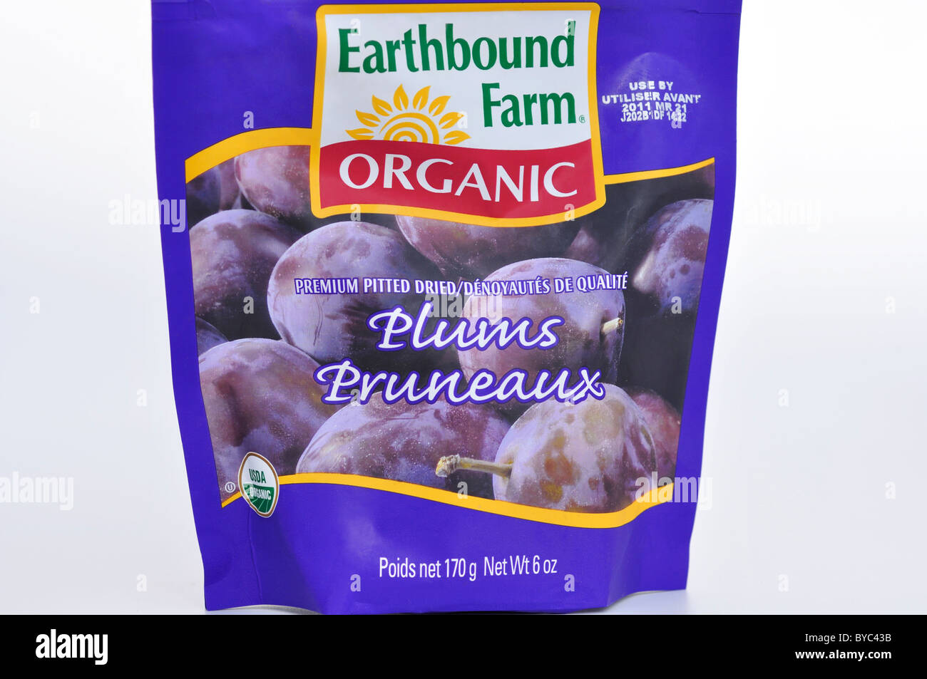 Organic prunes in package Stock Photo - Alamy