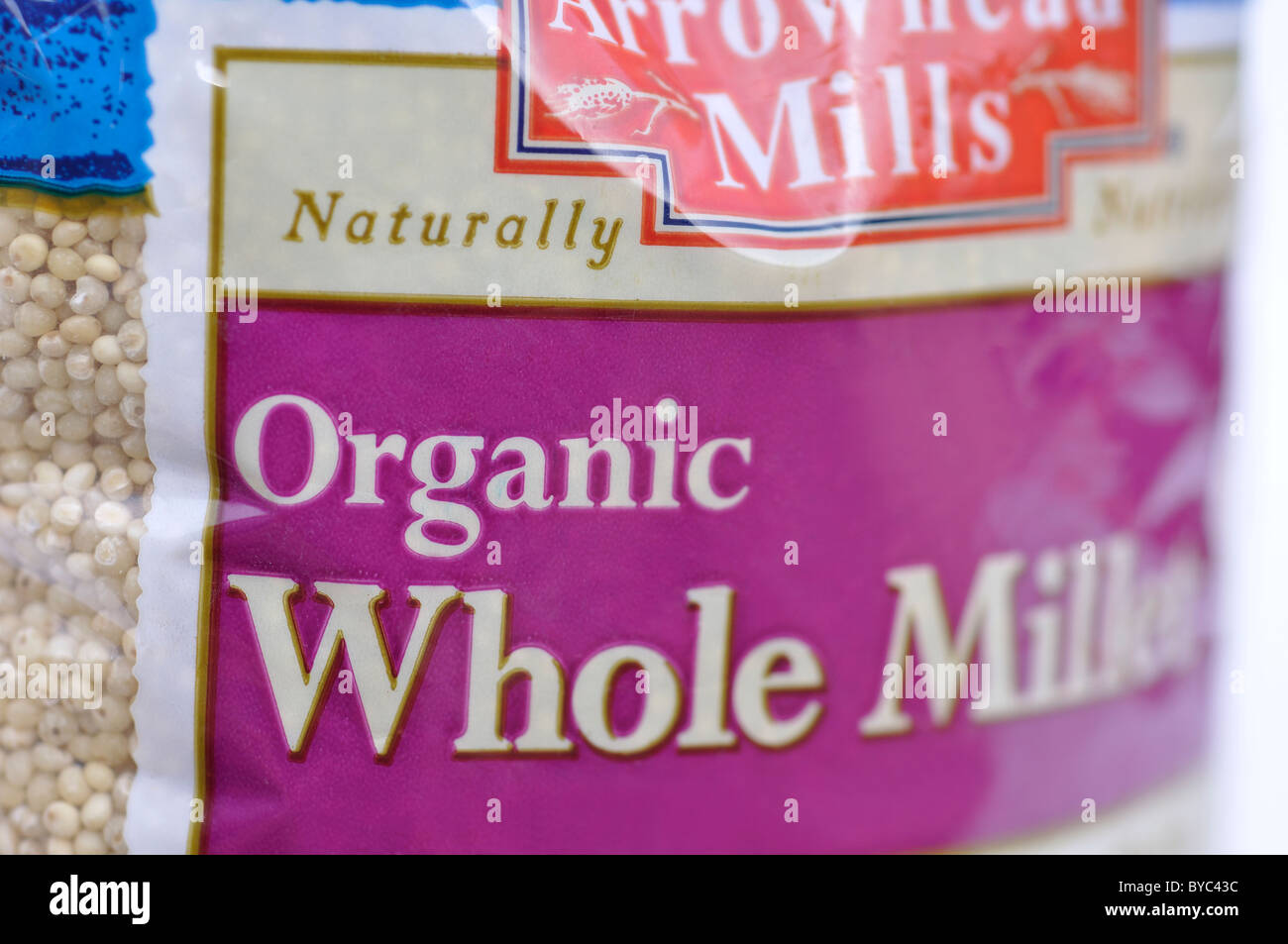 Organic sign on package of whole millet Stock Photo - Alamy