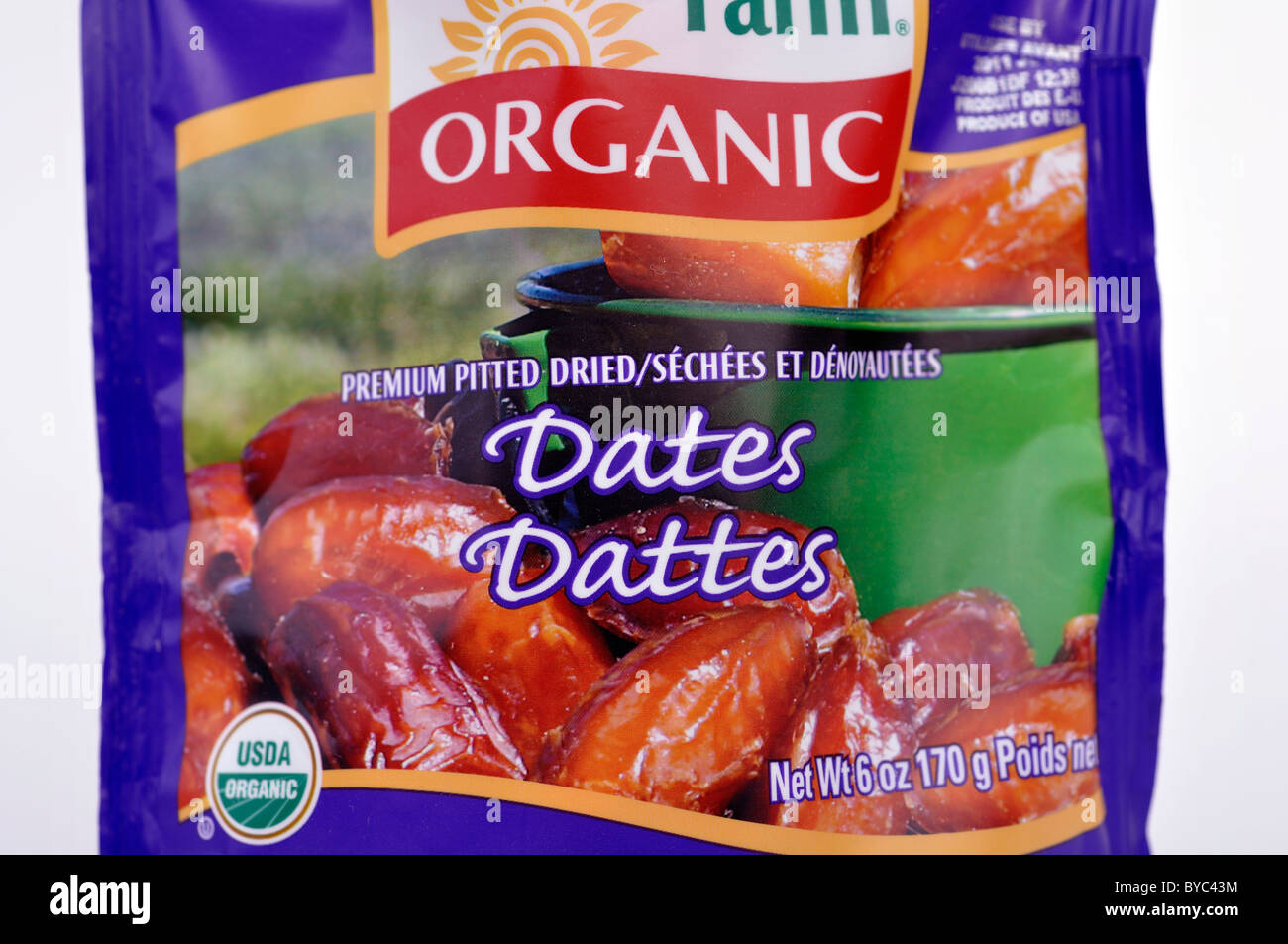 Organic dates in package Stock Photo - Alamy