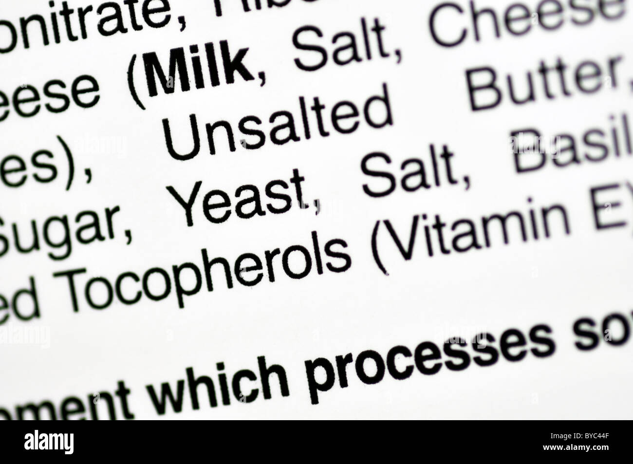 Nutrition information on food package Stock Photo - Alamy