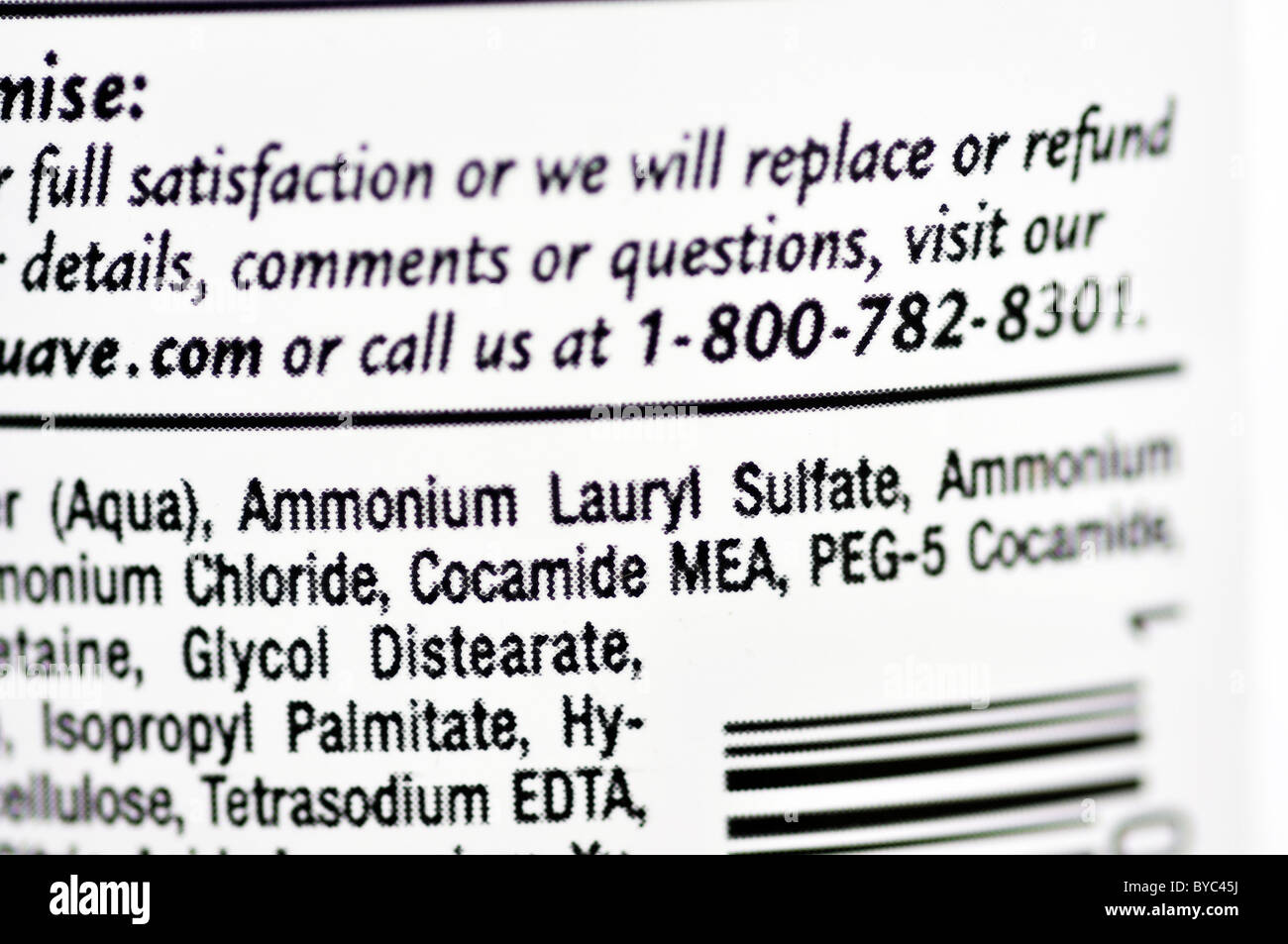 Ingredient list on liquid body soap Stock Photo - Alamy