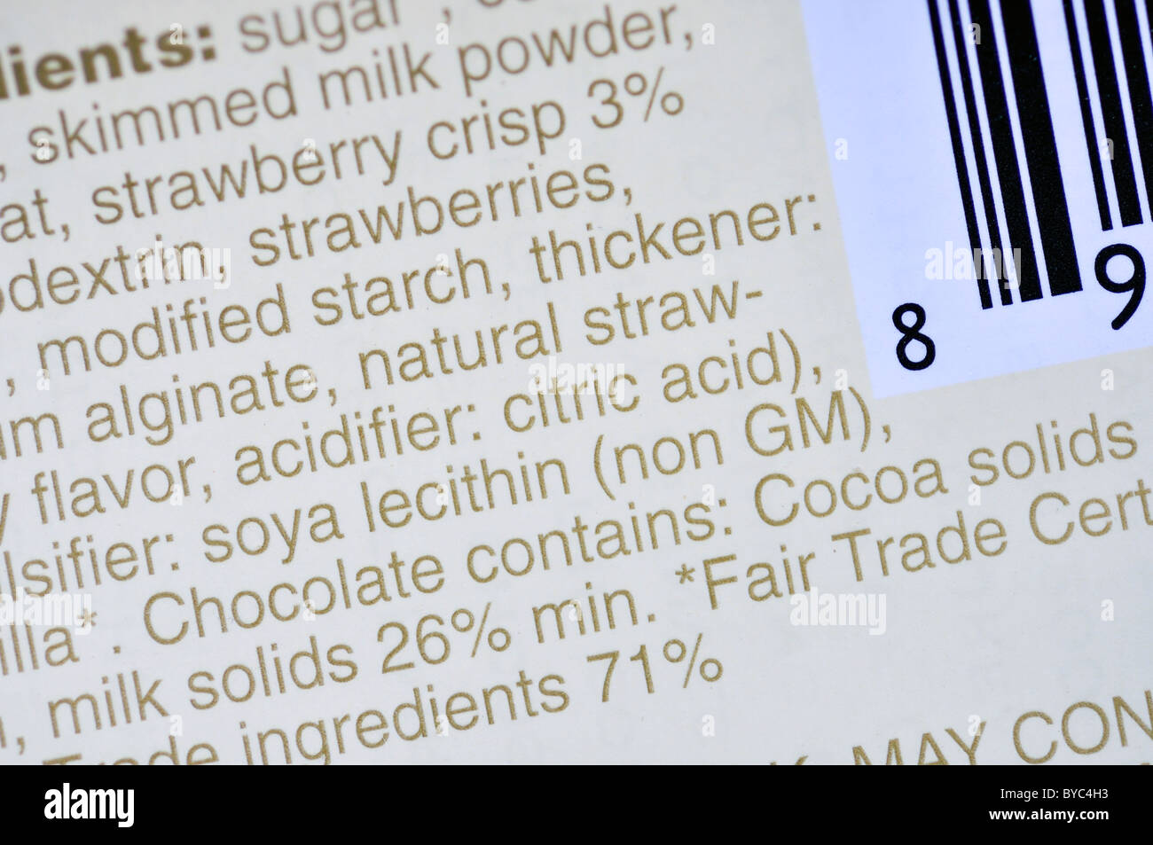 Chocolate ingredients label hi-res stock photography and images - Alamy