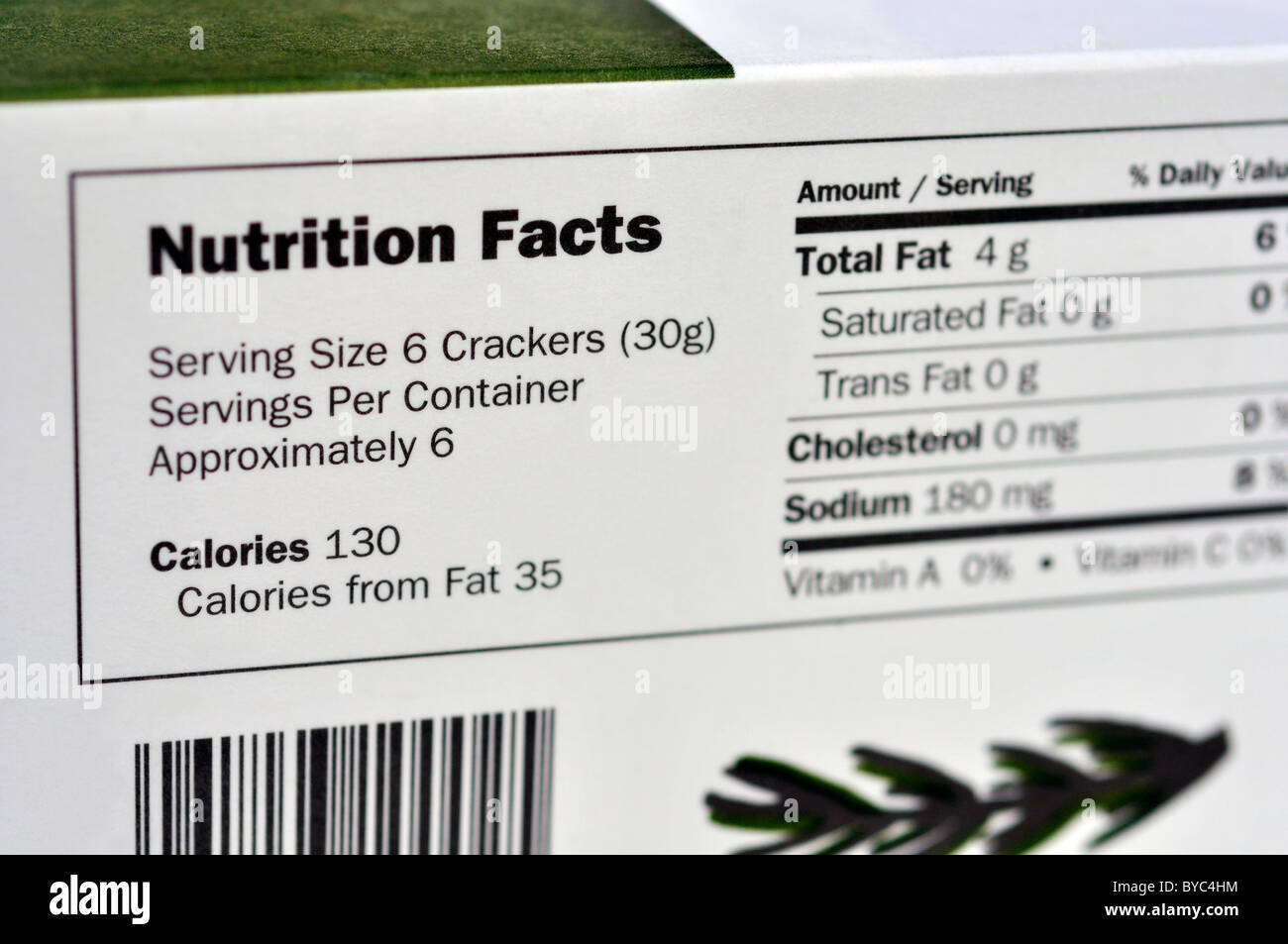 Nutrition information on food package Stock Photo - Alamy