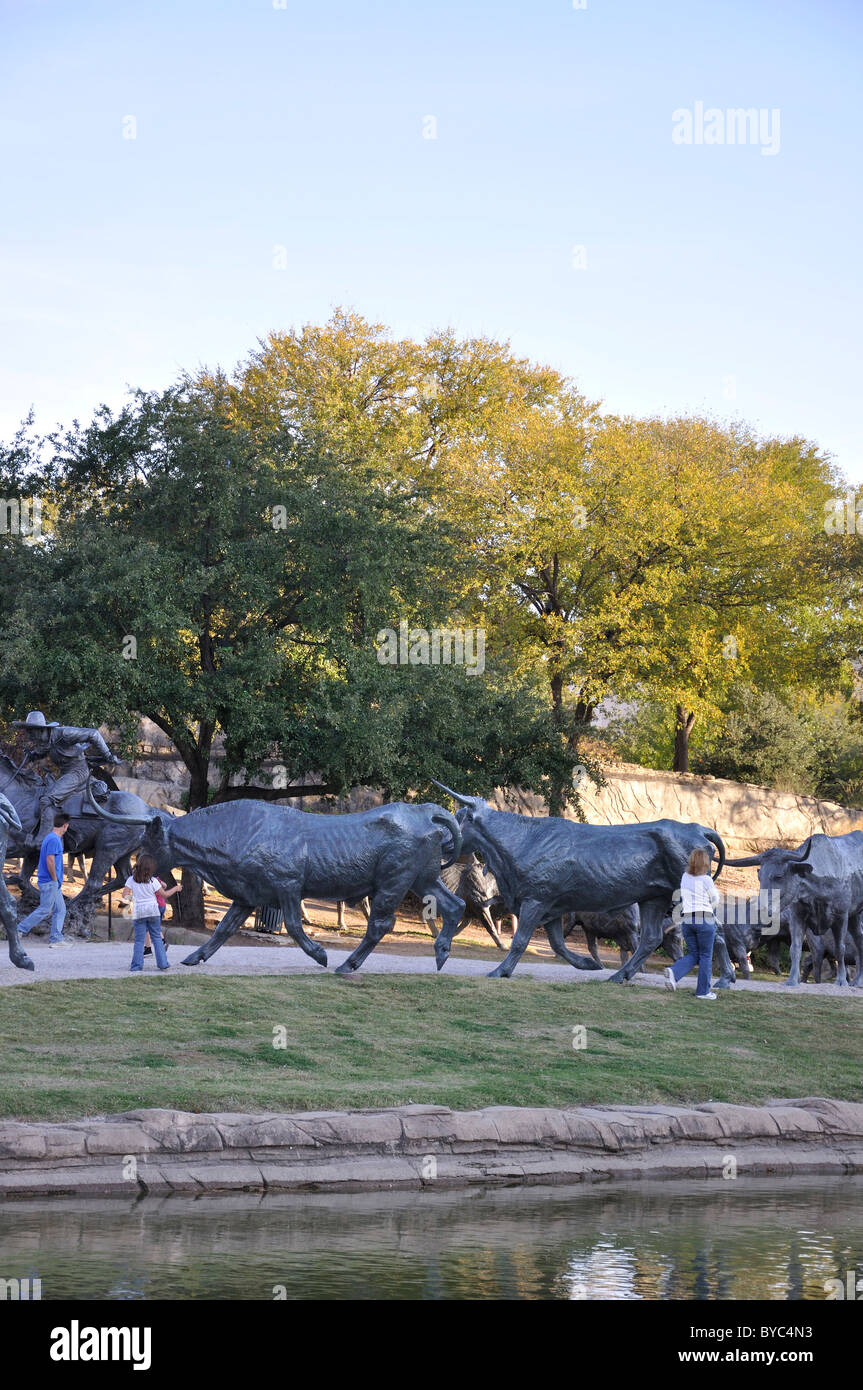 Cattle Drive sculpture ensemble by Robert Summers at Pioneer Plaza by ...