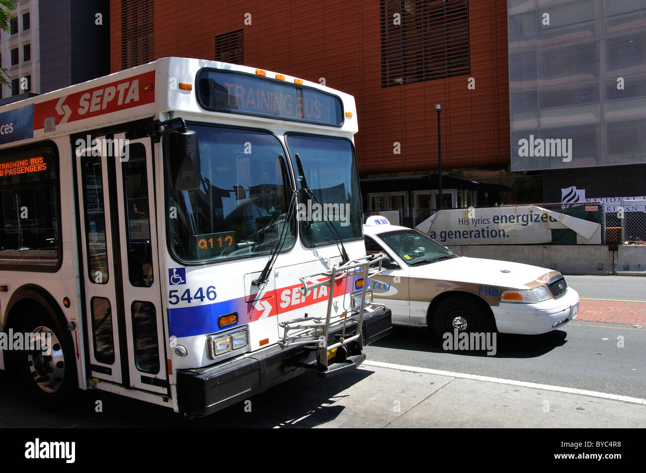 Bus and taxi, Philadelphia, Pennsylvania, USA Stock Photo - Alamy