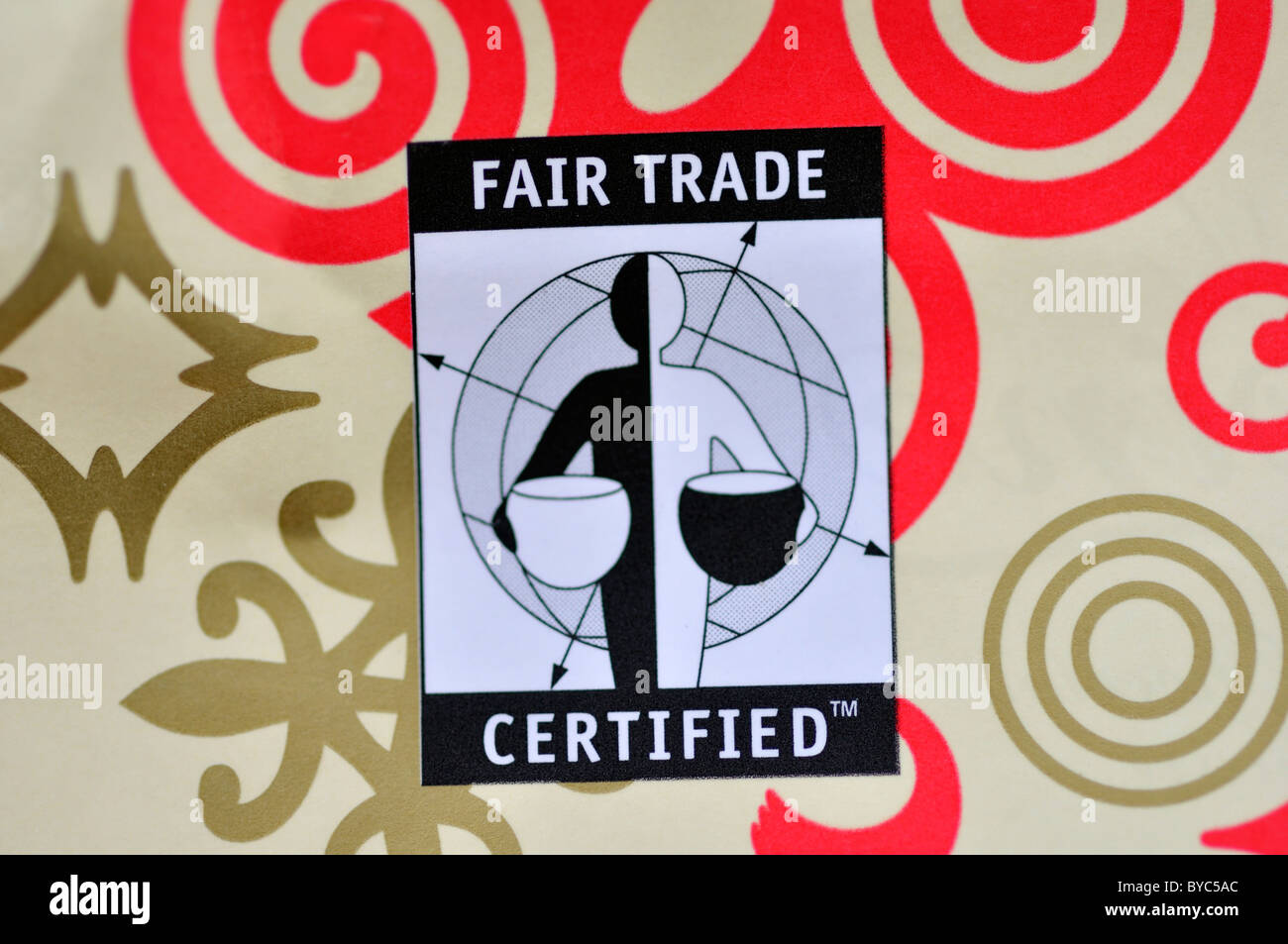 Fair Trade Certified signs on chocolate package Stock Photo - Alamy