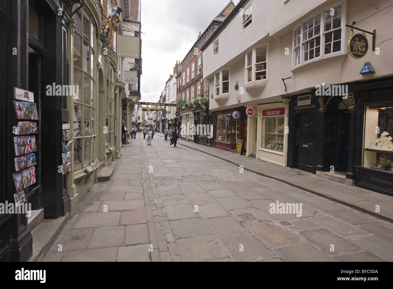 A view looking down Stonegate, York Stock Photo - Alamy