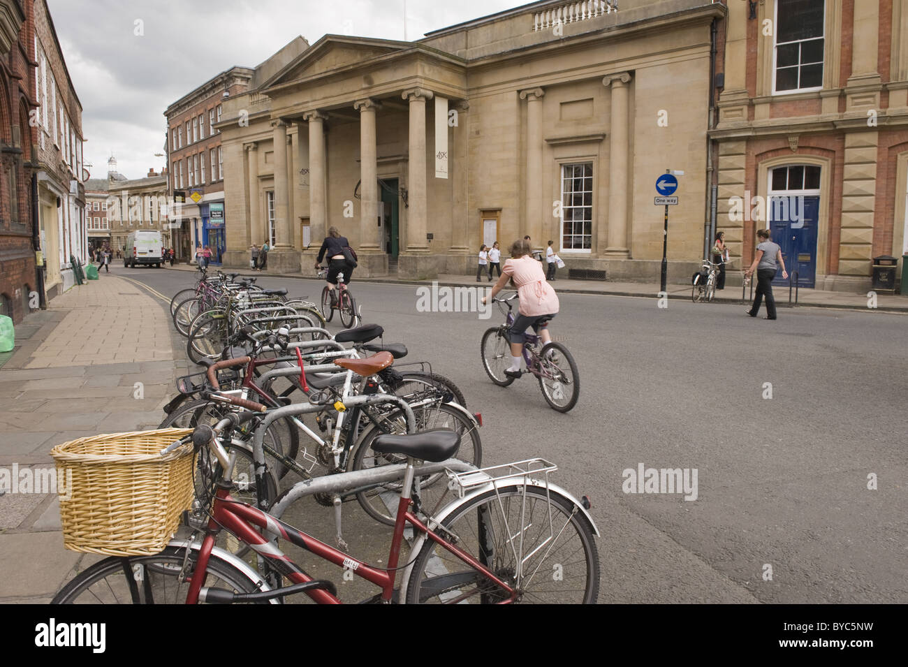 Bicycles parked on Blake Street, York opposite the Assembly Rooms Stock ...