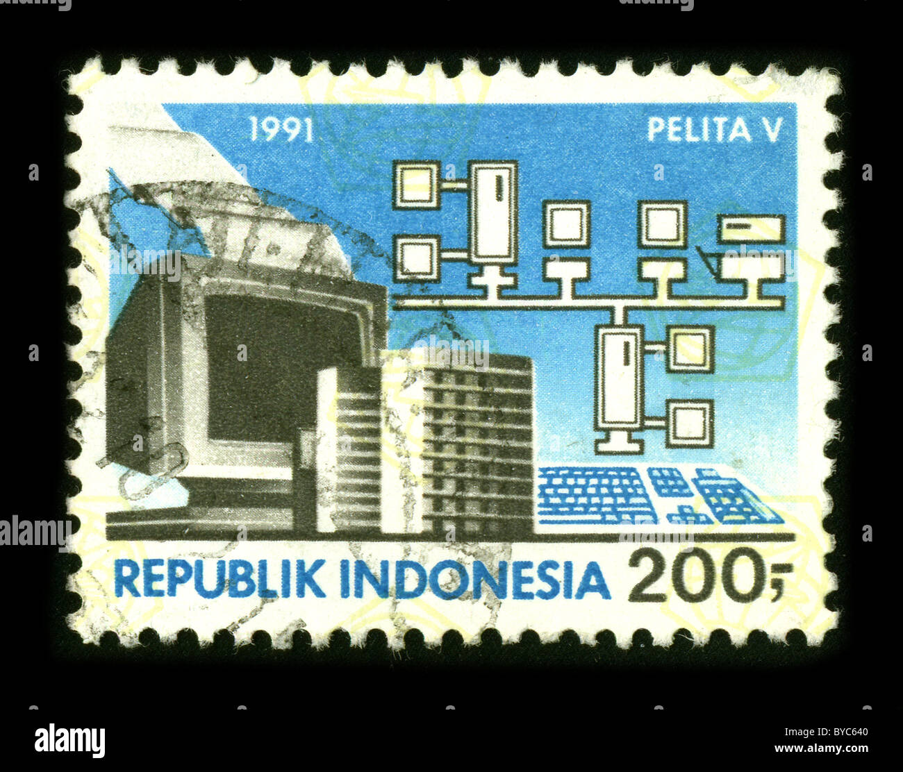 REPUBLIC OF INDONESIA - CIRCA 1991: A stamp dedicated to the Electronic ...