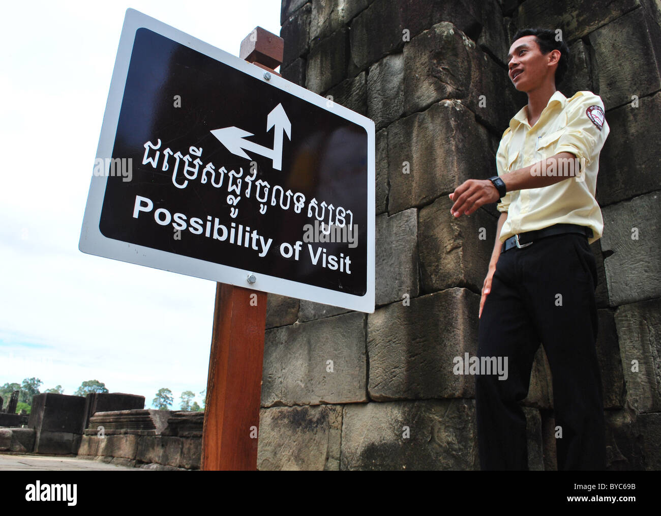 Amusing sign in Cambodian temple Stock Photo - Alamy