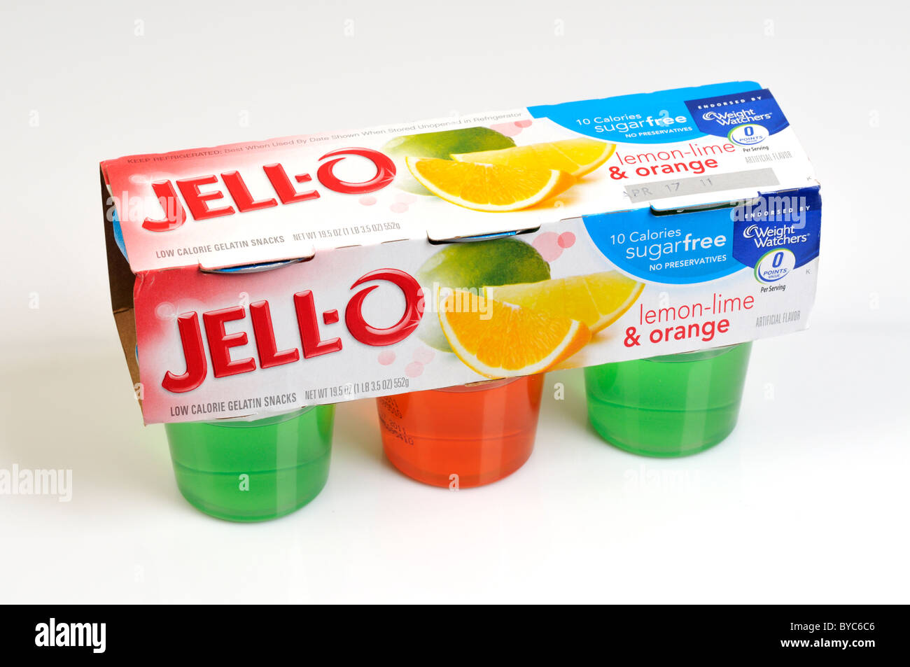 Pack of Jell-o snack desserts on white background cutout Stock Photo ...