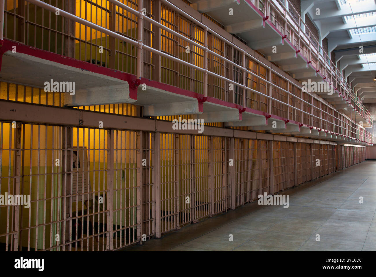 Inside Cell house at Alcatraz, Broadway C & D Block, San Francisco, CA ...