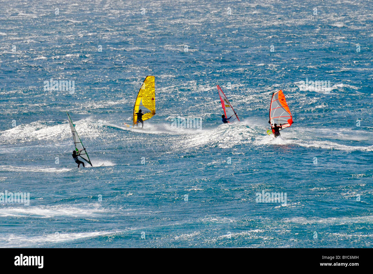 Windsurfing Kanaha Beach Maui Hawaii Pacific Ocean Stock Photo - Alamy