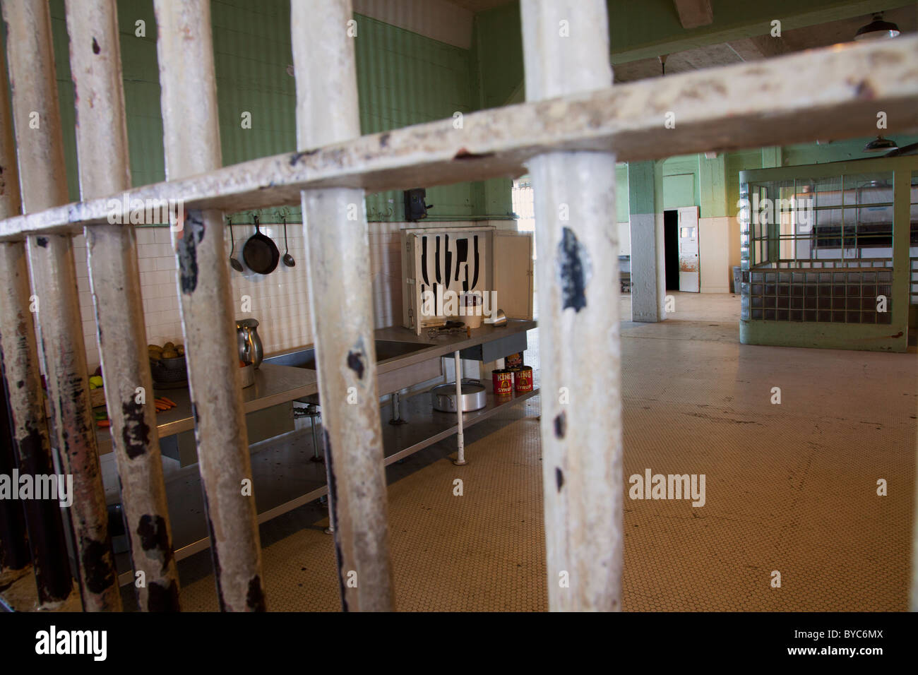 Kitchen area inside cell house at Alcatraz, San Francisco, CA Stock ...