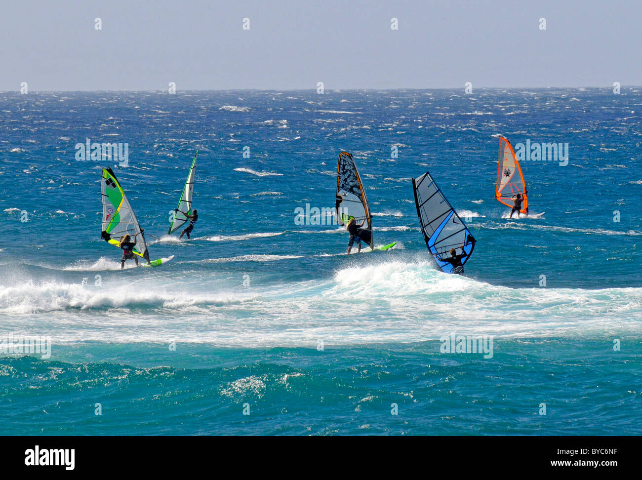 Windsurfing Kanaha Beach Maui Hawaii Pacific Ocean Stock Photo - Alamy