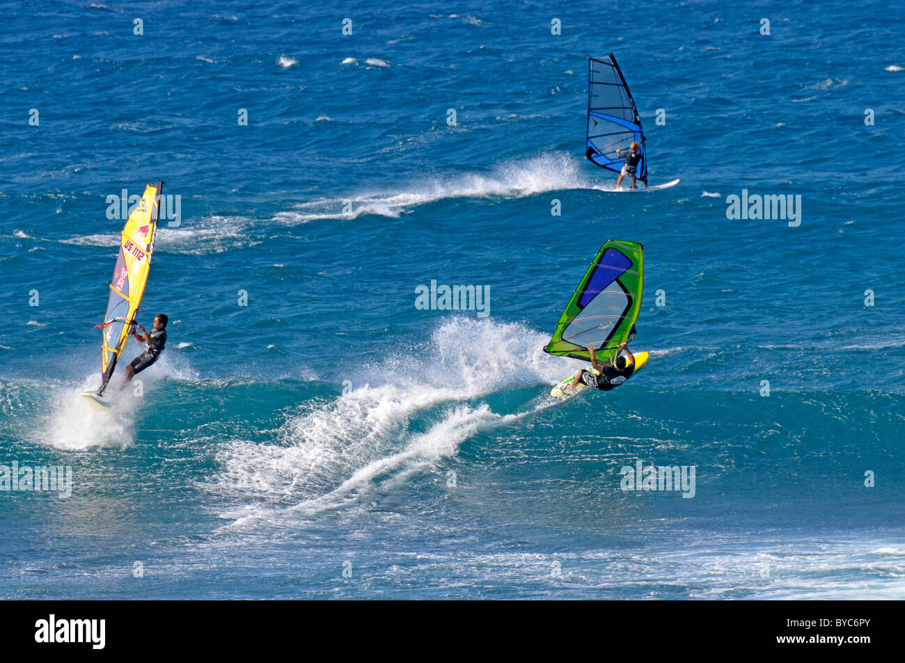 Windsurfing Kanaha Beach Maui Hawaii Pacific Ocean Stock Photo - Alamy