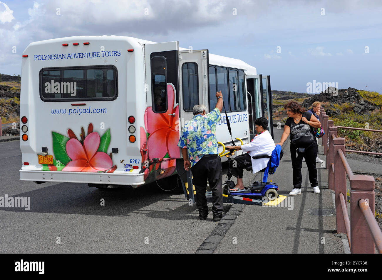 Handicapped Tourist Visits Hawaii Volcanoes National Park Pacific Ocean ...