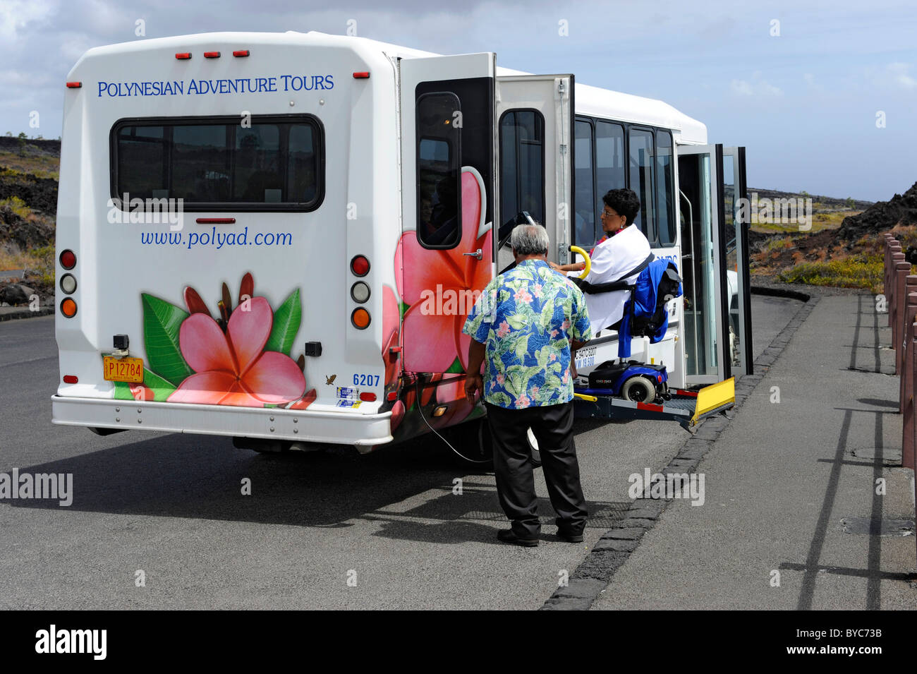 Handicapped Tourist Visits Hawaii Volcanoes National Park Pacific Ocean ...