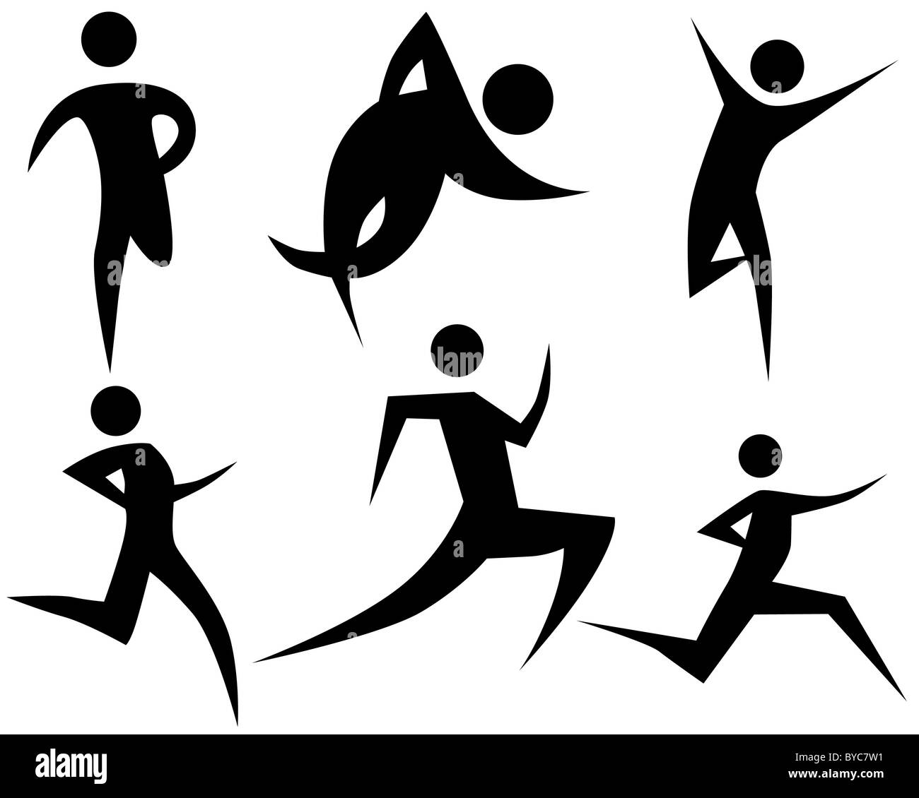 Exercise stick figure set Black and White Stock Photos & Images - Alamy
