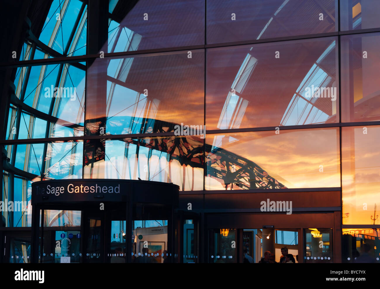 The Sage Gateshead, Tyne and Wear, England. Newcastle's Tyne bridge ...