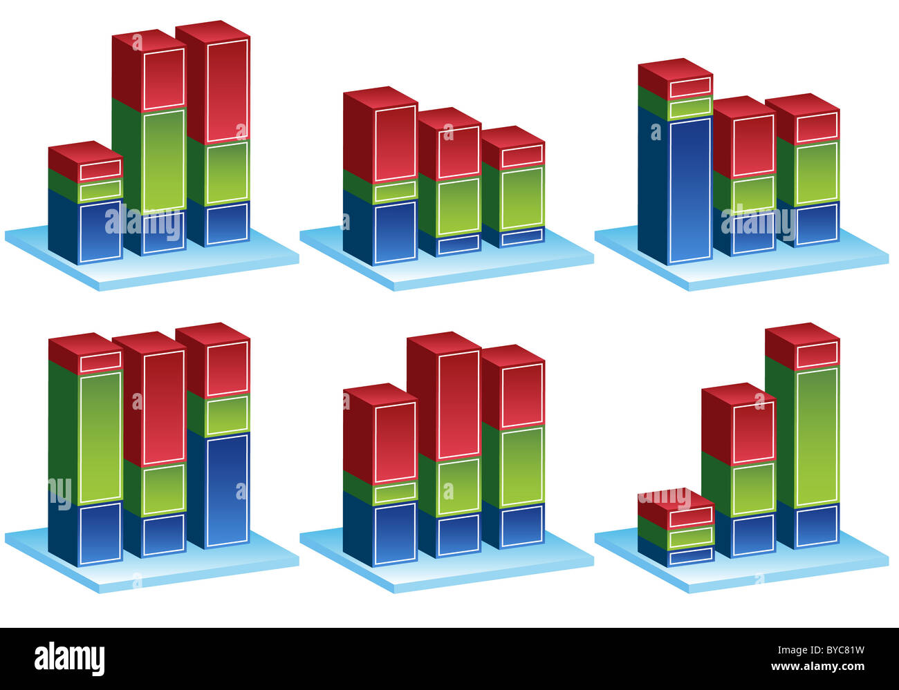 Set of stacked 3D column charts Stock Photo - Alamy
