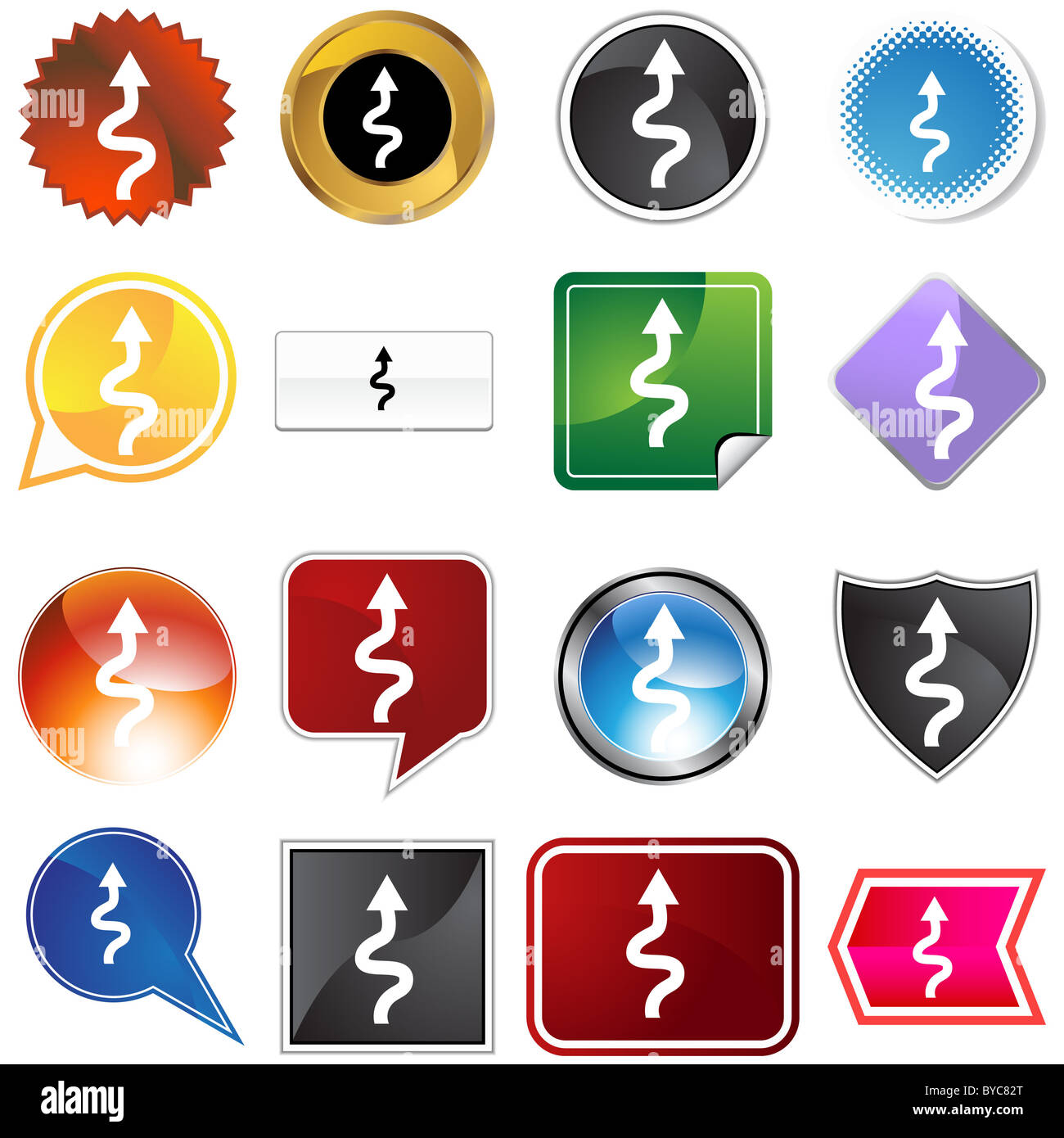 Sharp turn icon set isolated on a white background Stock Photo - Alamy