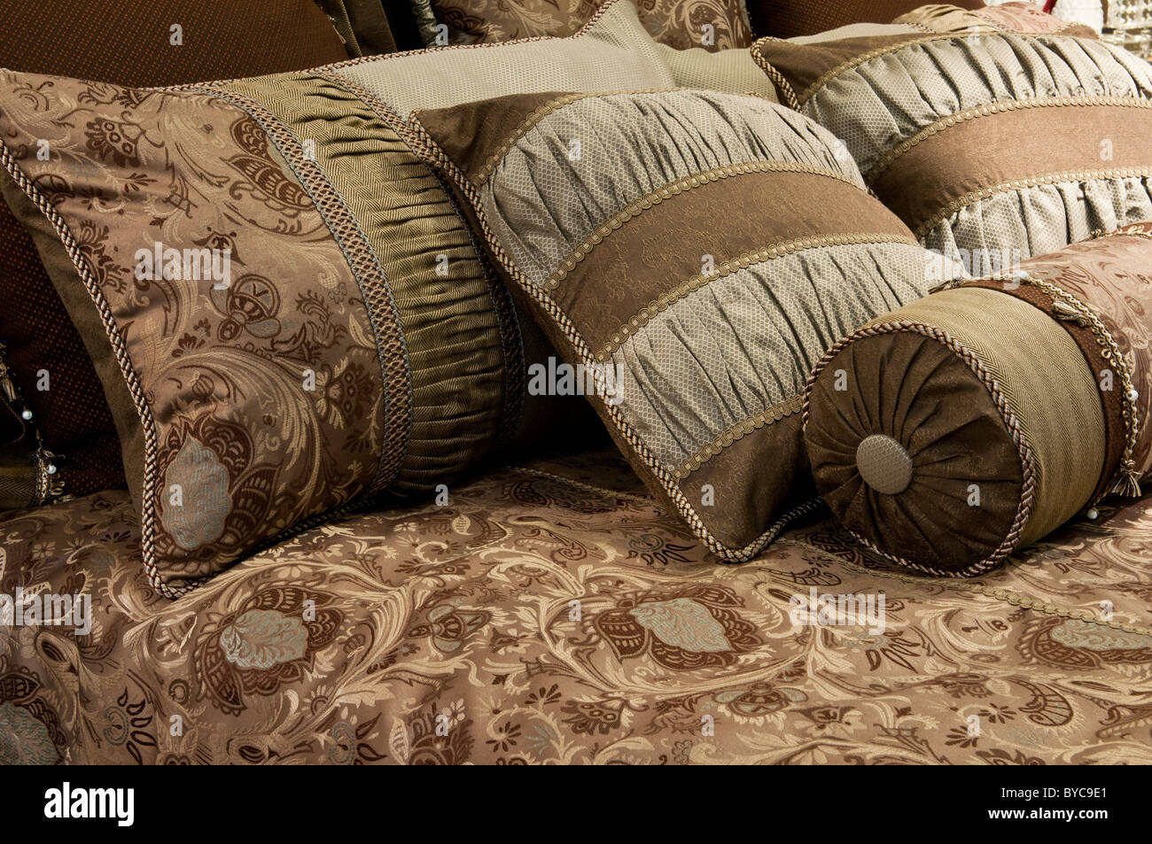 Comfy brown bed Stock Photo - Alamy
