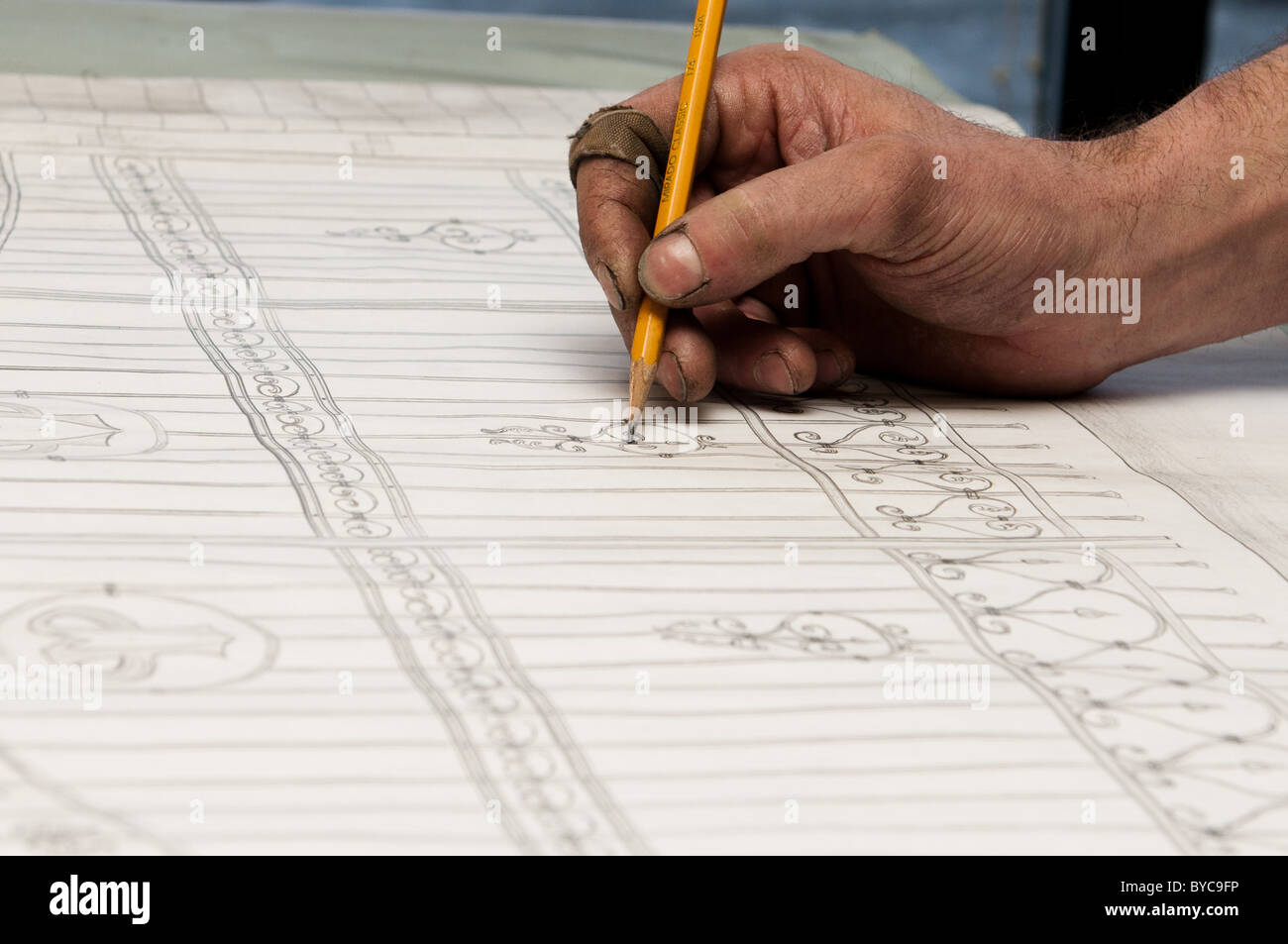 Man hands drawing Stock Photo - Alamy
