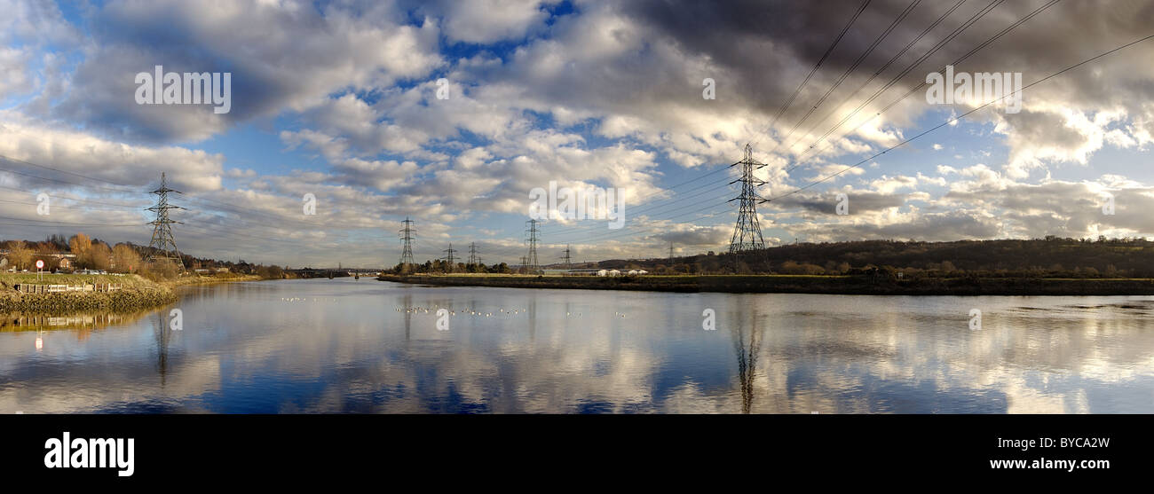 Pylons on the Tyne Stock Photo - Alamy