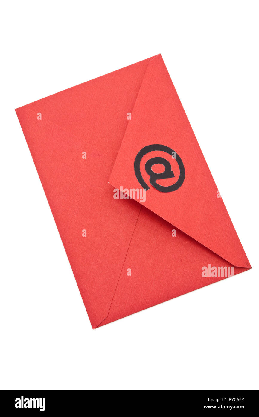 Red Envelope with @ Symbol, concept of E-Mail Stock Photo - Alamy