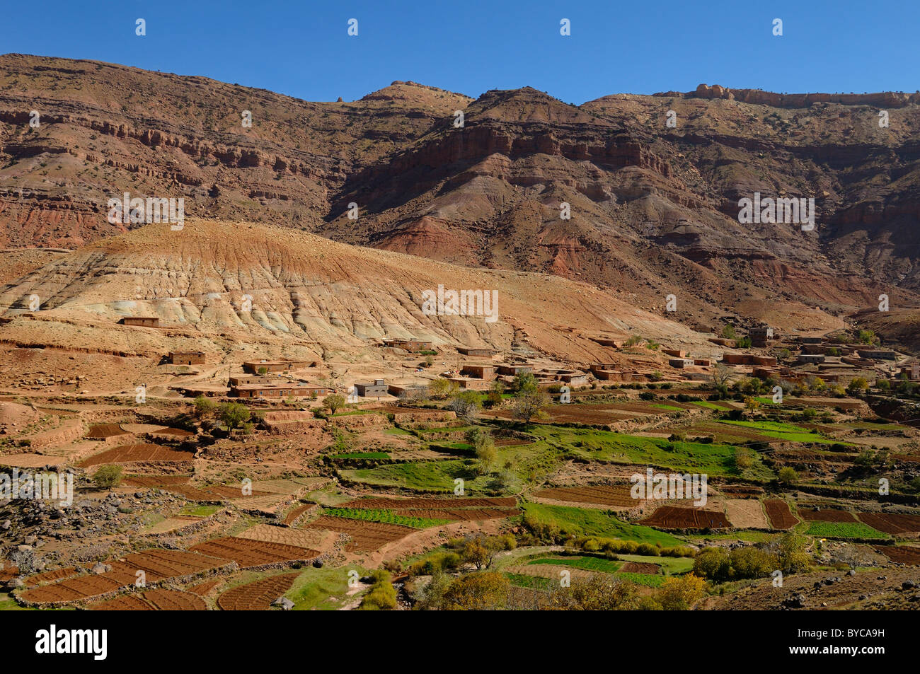 High Atlas mountains foothills along the Asif Imini river valley ...
