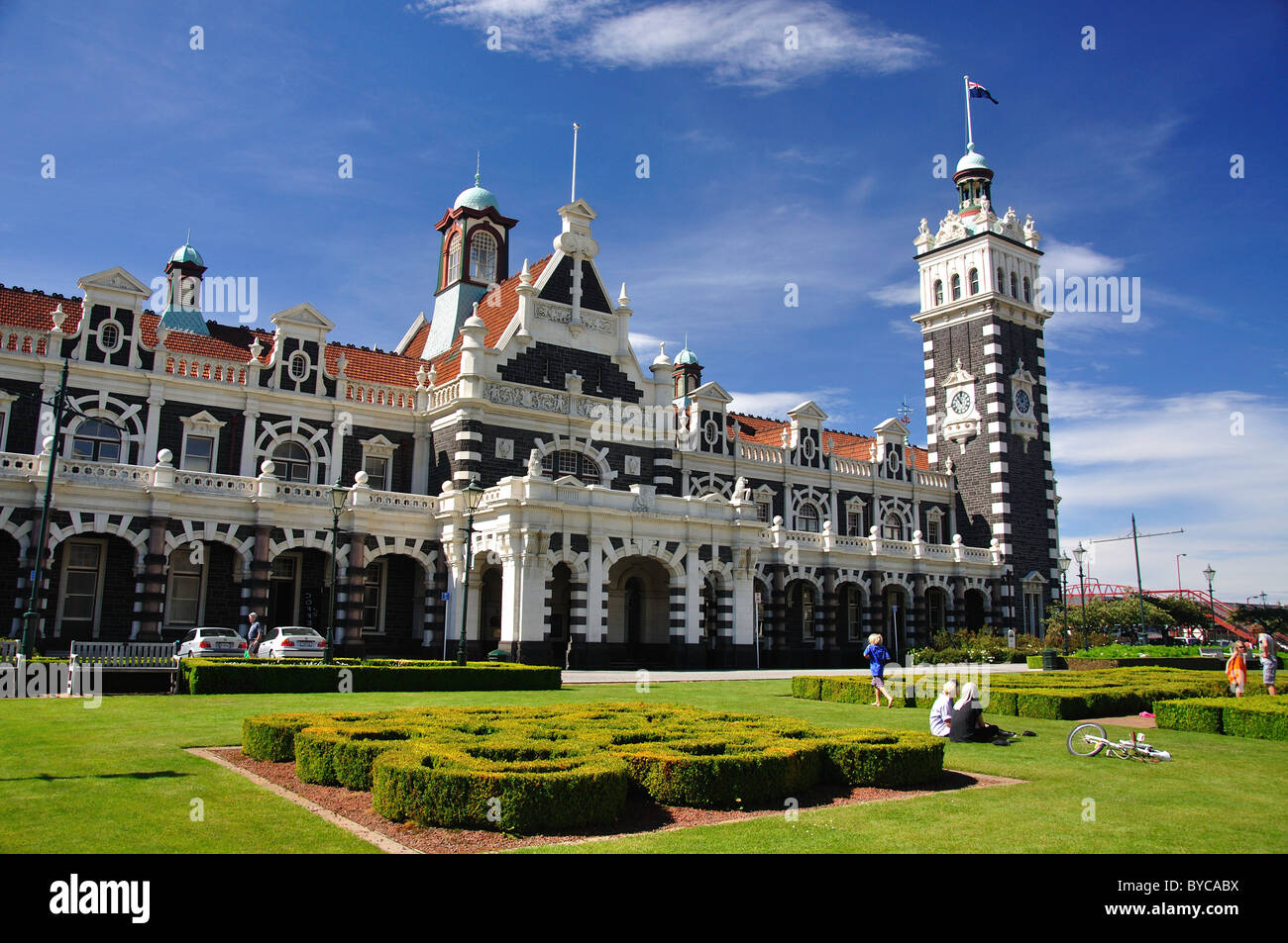 Dunedin Railway Station from Anzac Square Gardens, Dunedin, Otago ...