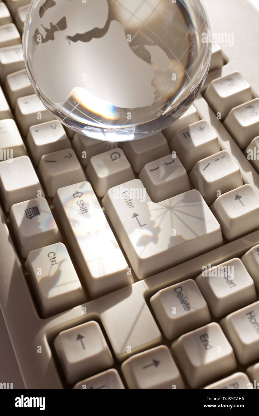 Globe and Computer Keyboard for background Stock Photo - Alamy
