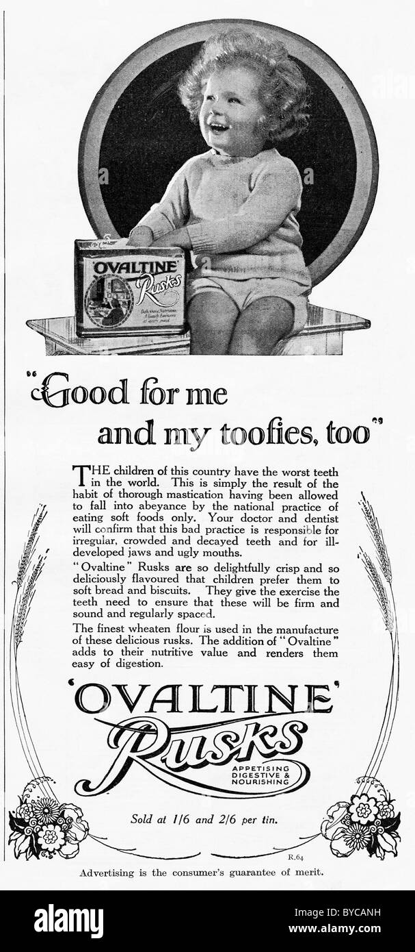 Original 1920s advertisement in women's magazine for infants OVALTINE ...