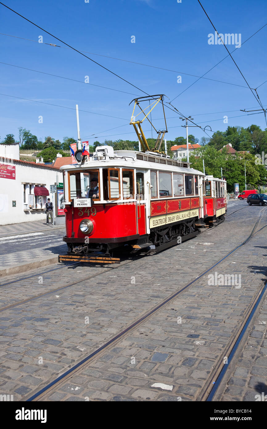Tramcar on street in Prague Stock Photo - Alamy