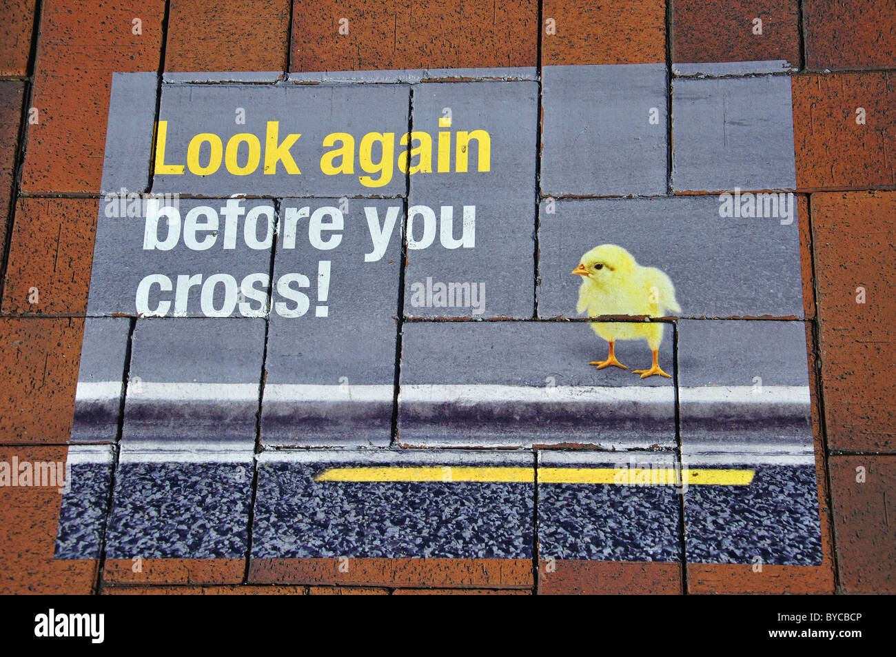 Footpath pedestrian crossing sign, The Octagon, Dunedin, Otago Region ...