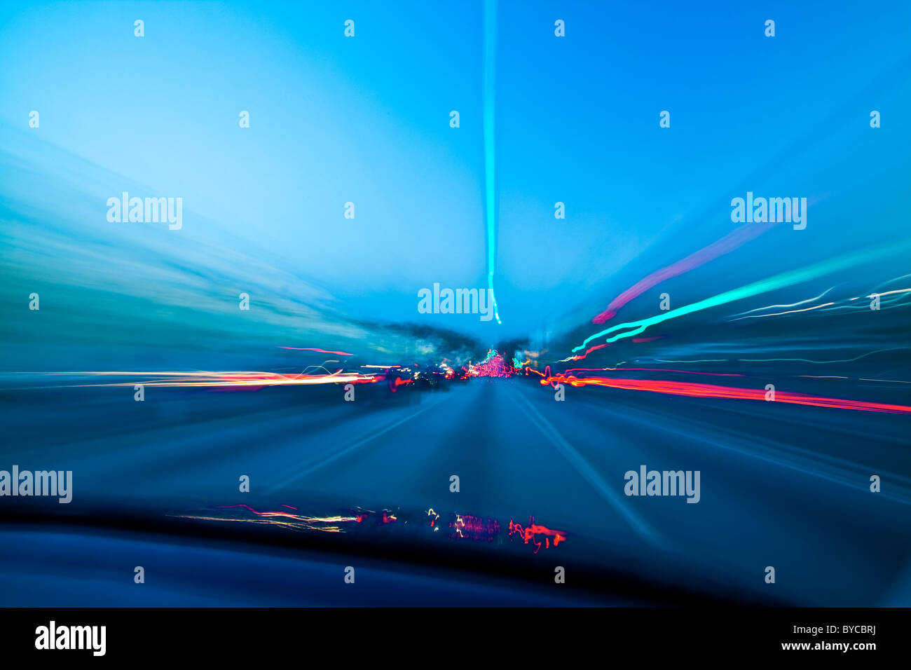 Highway with car traffic at twilight Stock Photo - Alamy